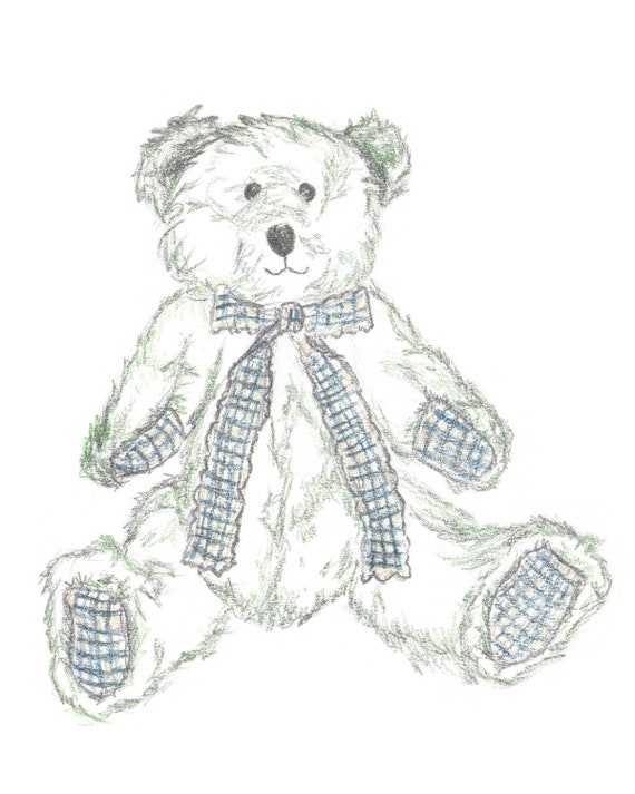 Nursery Art Teddy Drawing Teddy Sketch Kids Art Hand by SoakStudio