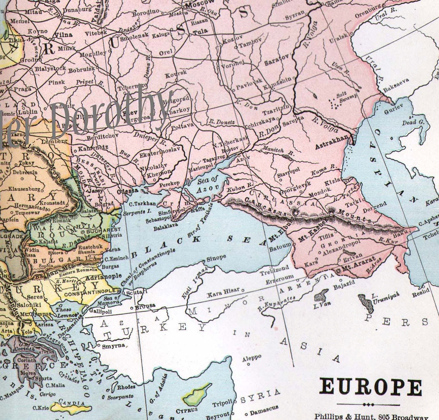 Europe Map 1888 Victorian Antique Steel Engraving Vintage