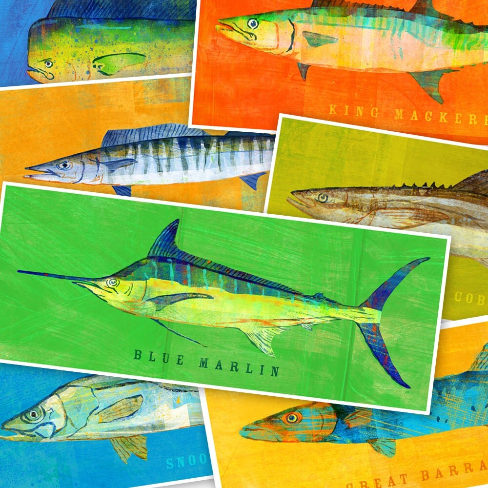Saltwater Fish Art Coastal Art Fishing Anniversary Gift for