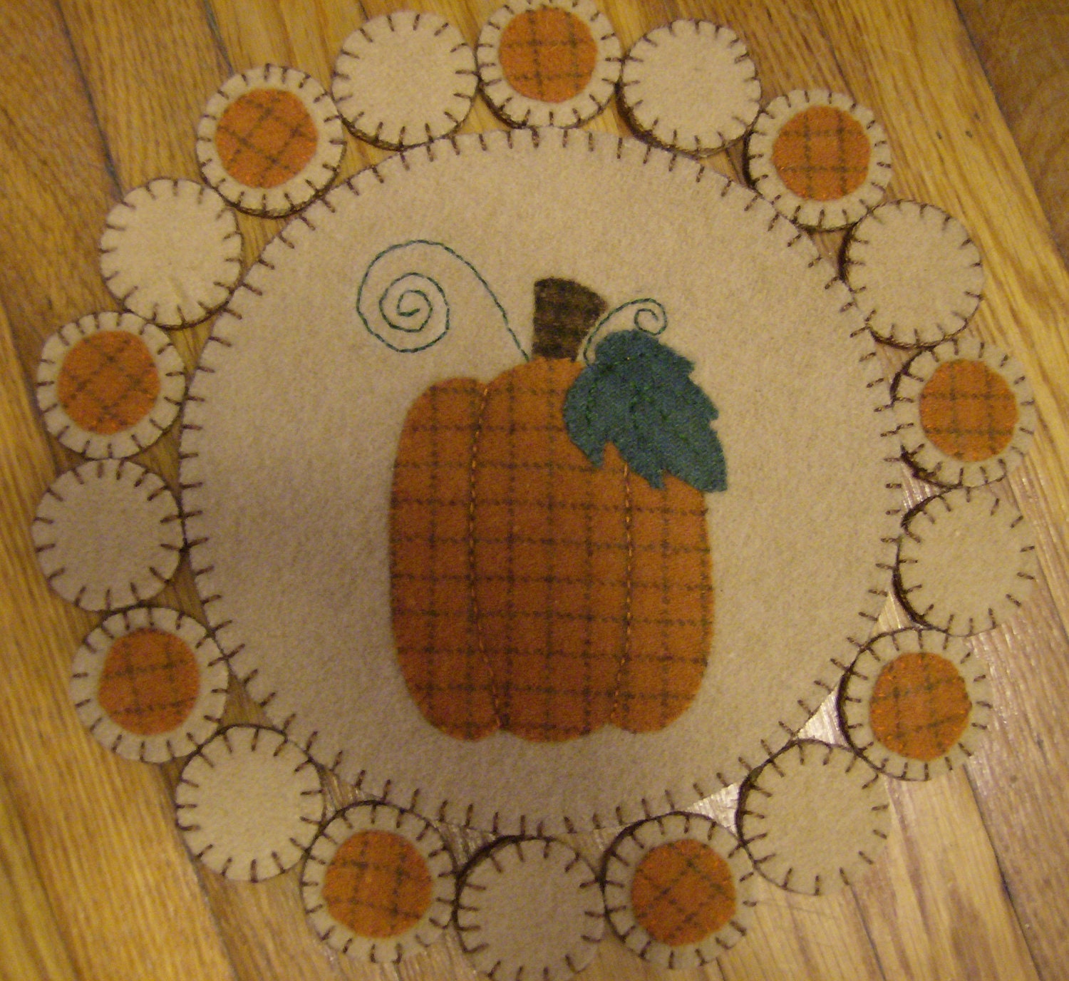 Pumpkin Wool Penny Rug