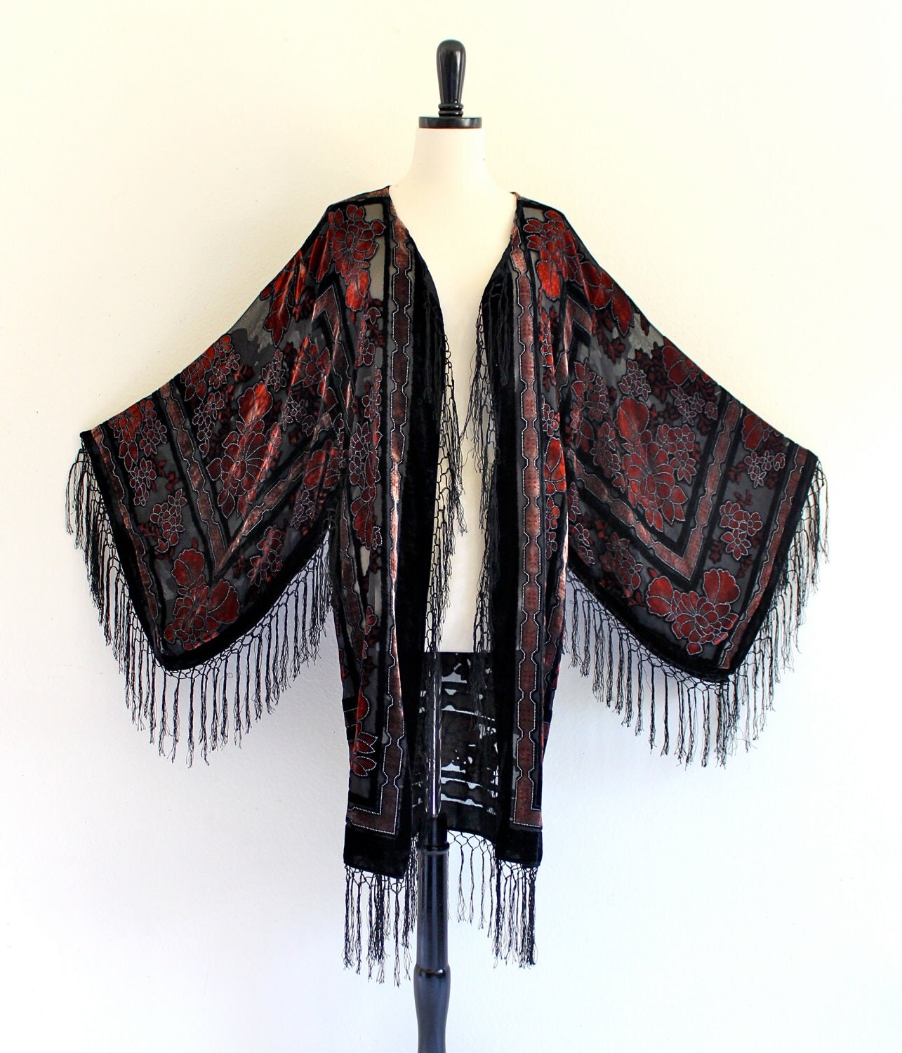 Amazing Kimono Gypsy Fringe Silk Velvet by LuvStonedVintage