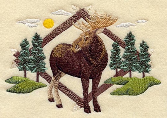 MOOSE DIAMOND Machine Embroidered Quilt Blocks AzEB