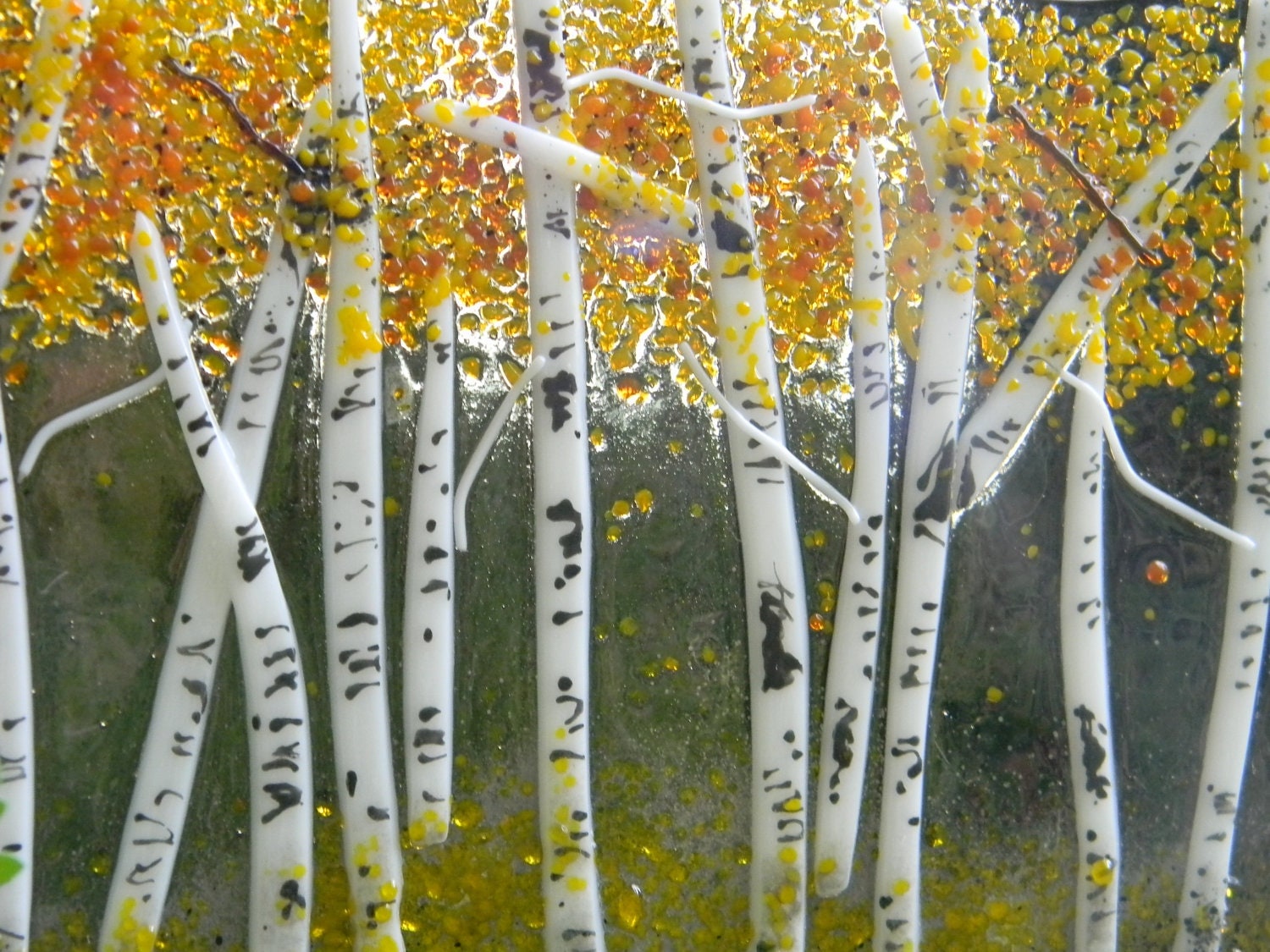 Aspen Grove Round Fused Glass Panel Autumn or by MountinDesigns