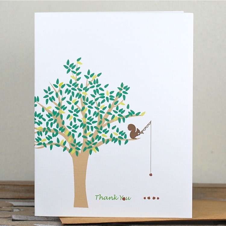 Squirrels Squirrel Note Cards Thank You Cards by DeanPenn on Etsy