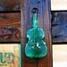 Green Glass Fiddle Violin Bottle with Wall Hangar
