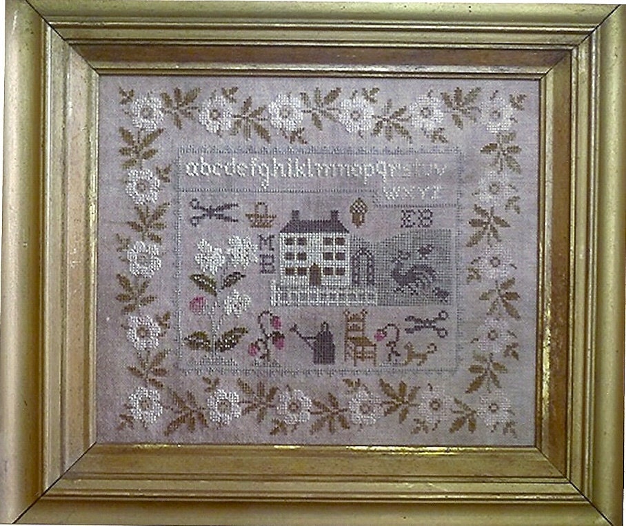 Primitive Folk Art Cross Stitch Pattern: by PrimFolkArtShop