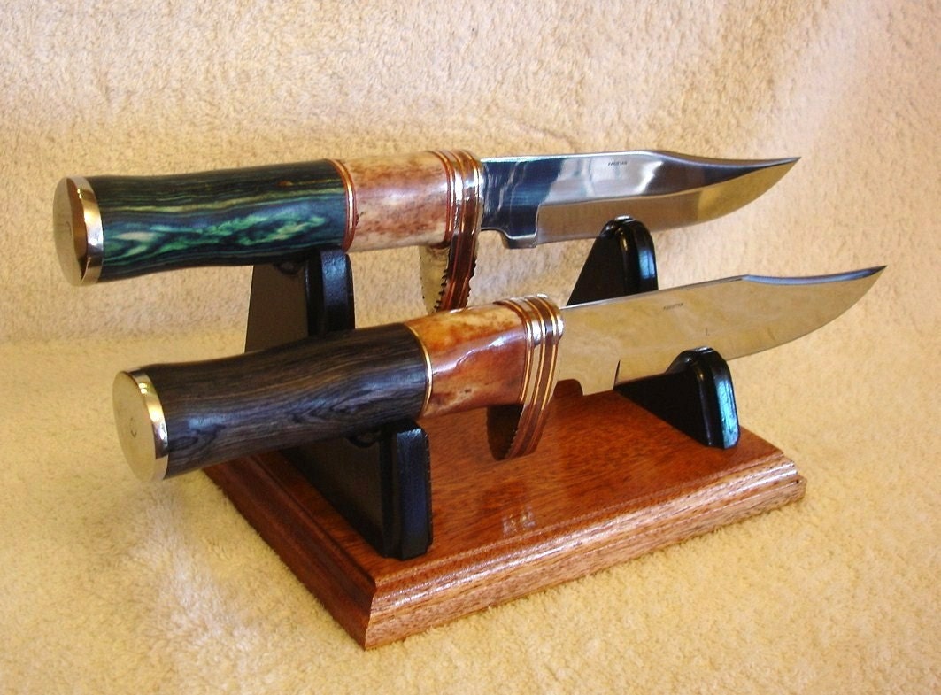 Double Large Fixed Blade Knife Display Stand by Desertedgedisplay