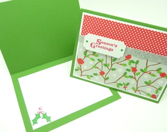 Mini Christmas Note Cards Set of 4 Season's Greetings