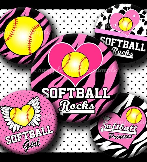 INSTANT DOWNLOAD Pink Softball Rocks Yellow Ball 529 4x6