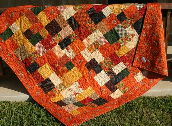 SALE Fall Quilt Autumn Throw Fall Give Thanks by SunnysideDesigns2