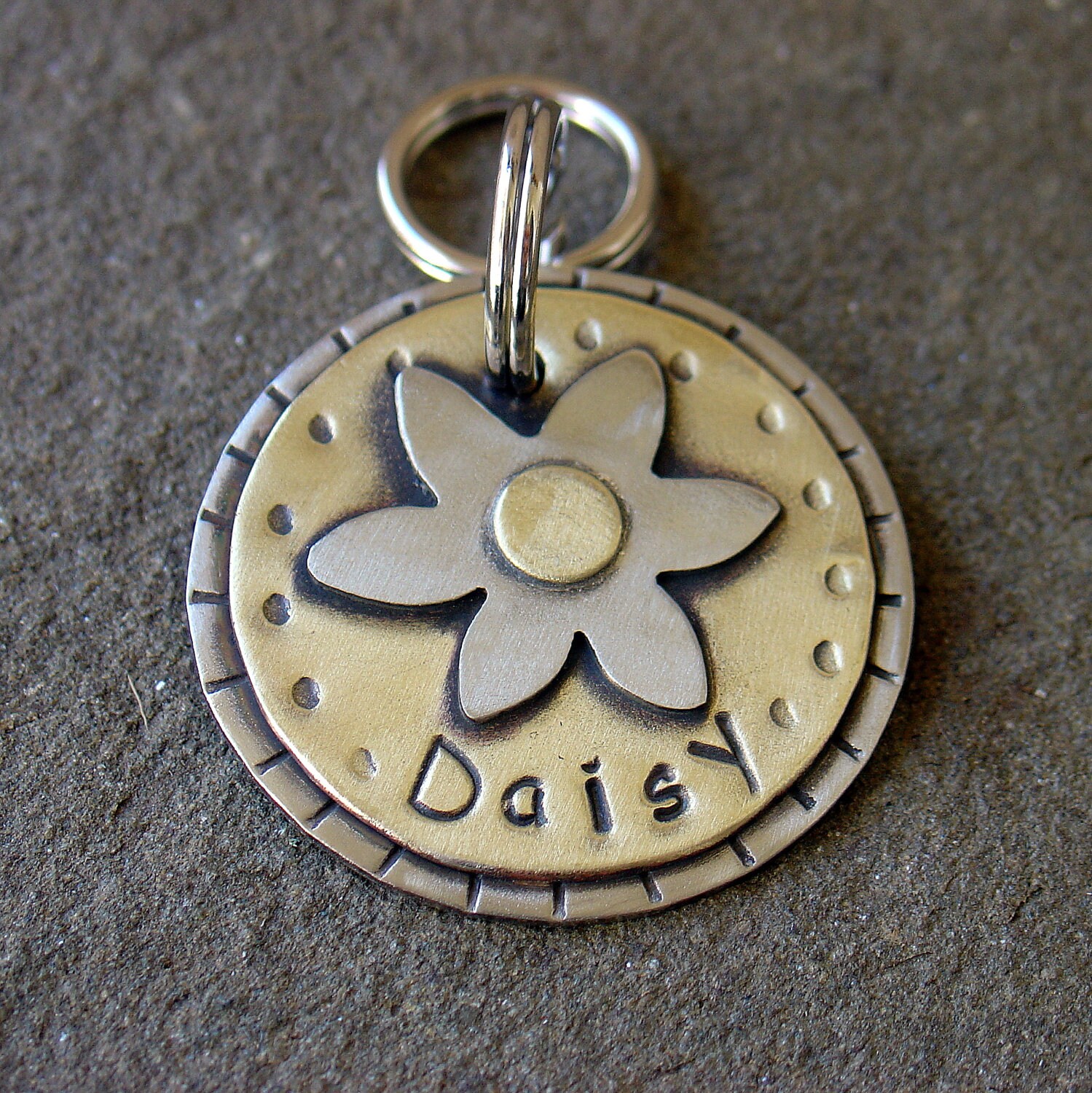 Dog Id Tag Metal Pet Id Tag For Small To Medium Dogs Flower