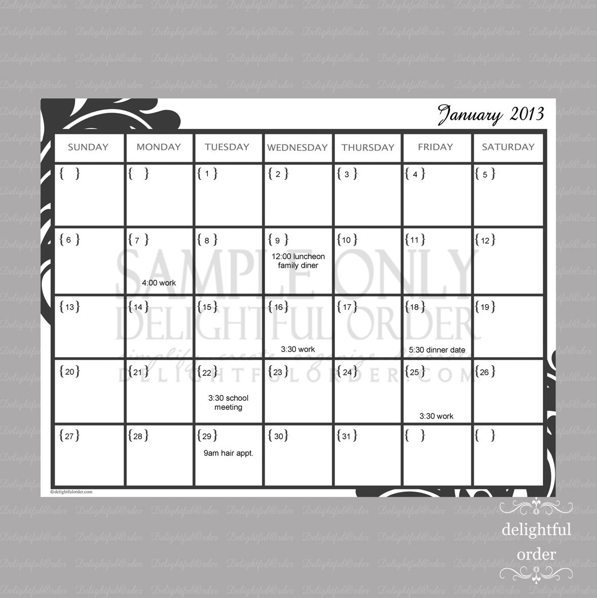 Editable Calendar Riset