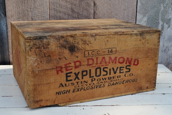 Red Diamond Explosives Crate Austin Powder Co. Wood Box