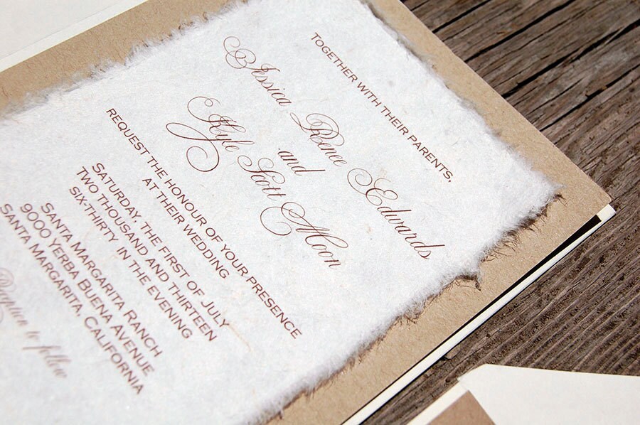 D I Y Simple Rustic Cardstock Wedding Invitation Kraft Paper Bag And