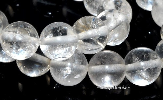 10MM Falling Snow Clear Quartz Rock Crystal Gemstone by DayBeads