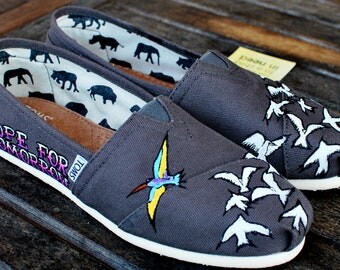 Items similar to BE YOURSELF hand painted Vegan TOMS shoes on Etsy