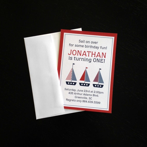 Sail On Over Sailboats Birthday Invitation Digital File