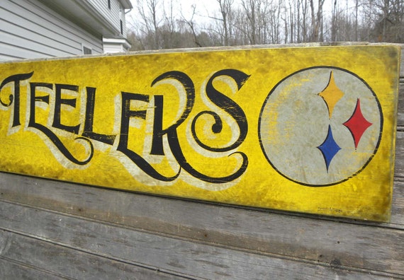 Pittsburgh Steelers Sign original hand painted faux vintage