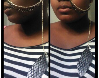 Black and Silver Feathered Nose Chain