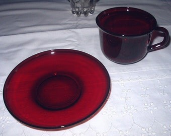 Red depression glass | Etsy