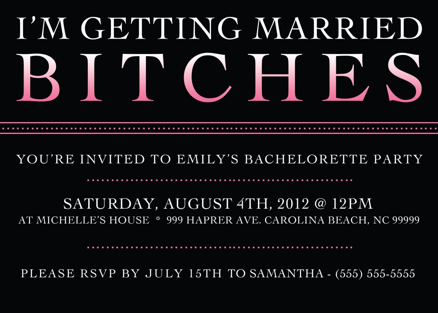 Printable Bachelorette Party Invitation 5 X 7 Bachelorette