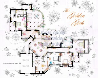 Floorplan of Charlie Harper's beach house from