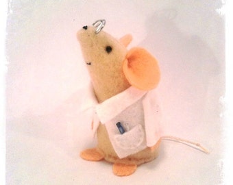 Handmade felt mouse with his warm knitted scarf. Perfect for