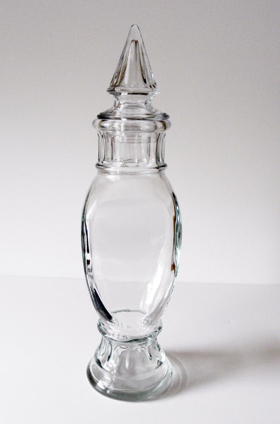 Large Pedestal Apothecary Jar With Triangle By Teaandhoneyvintage