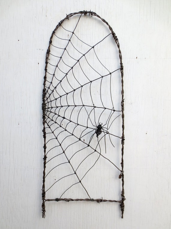 Spider Spinning A Web Barbed Wire Garden Trellis Made to Order