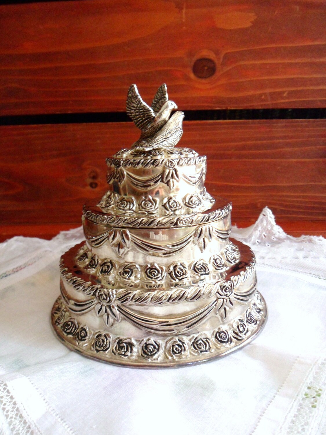 Silver Wedding Cake Keepsake Box Three Tier Wedding Cake Love