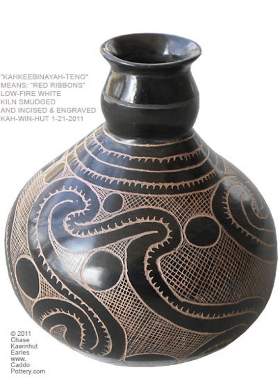Items similar to KahKeeBinAyahTeno, "Red Ribbons", Caddo Indian Pottery ...
