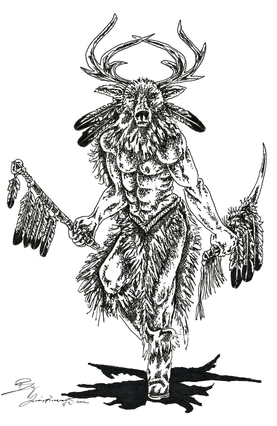 Items similar to Northern Deer Dancer: Traditional Native American Art ...