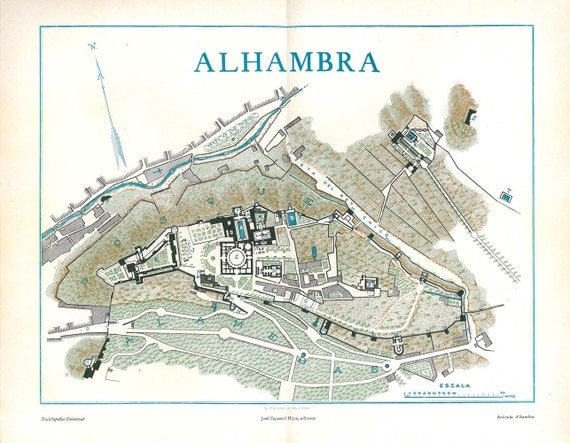The Alhambra Floor Plan Moorish Islamic by CarambasVintage
