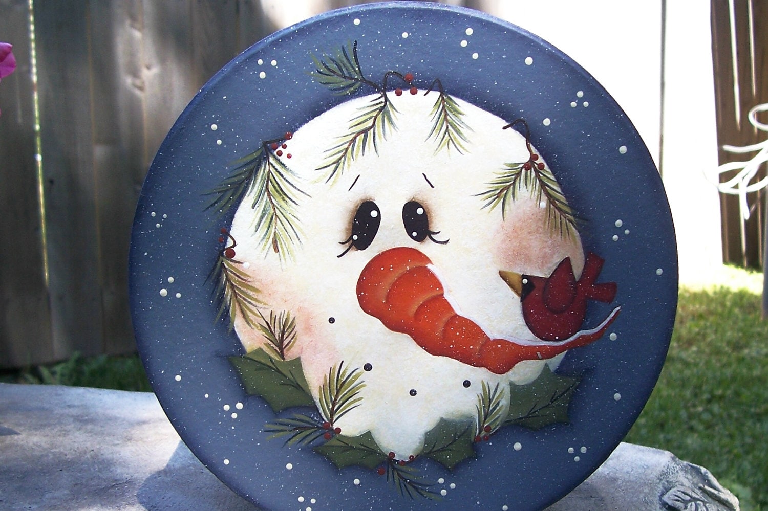 Snowman Winter Round Storage Box-Handpainted