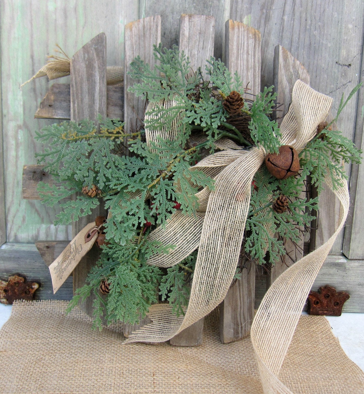 Primitive Christmas Wreath Winter Rustic by SweetLibertyBarn