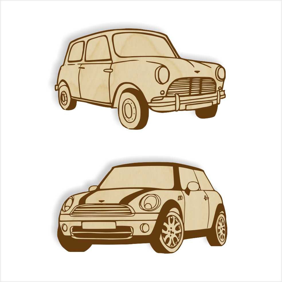 60 wood laser engraved & cut car shapes