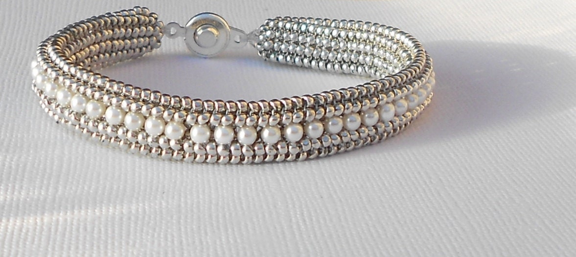 sterling silver beaded bracelet by beadnurse on Etsy