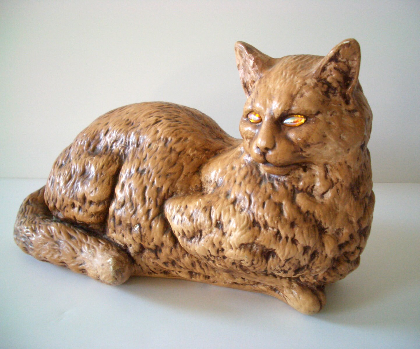Vintage Ceramic Cat Bank with Rhinestone Eyes