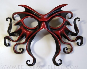 Griffin leather mask hand-painted in chocolate brown by edenbee