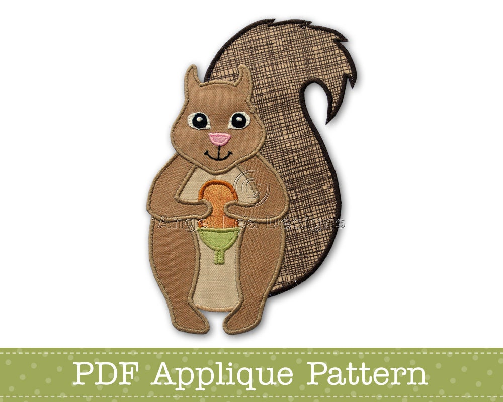 Squirrel Applique Template PDF Applique Pattern Squirrel