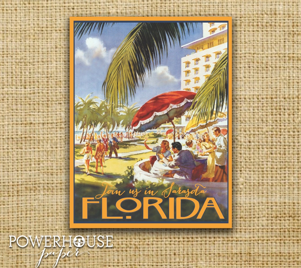 Florida Vintage Postcard Save the Date