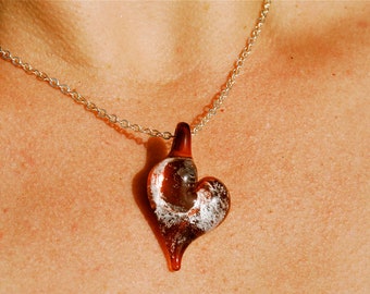 CUSTOM cremation jewelry - heart shaped glass pendant on sterling ...