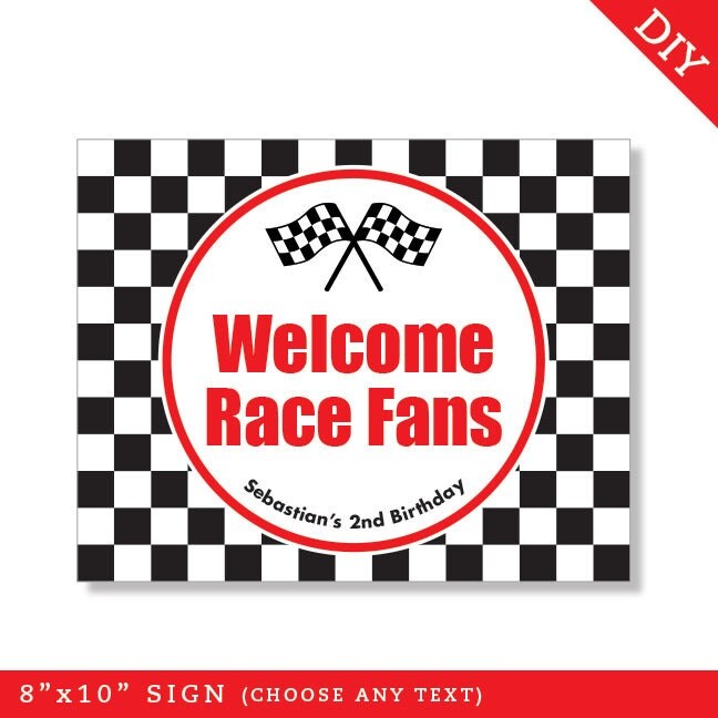 Race Car Party Personalized DIY printable sign