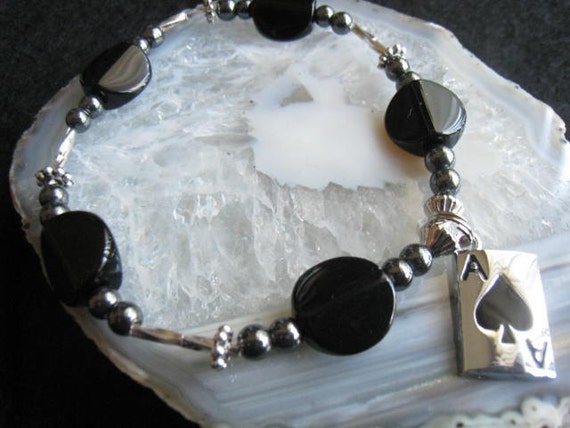 Ace of Spades Charm Bracelet 16 6 1/2 unique
