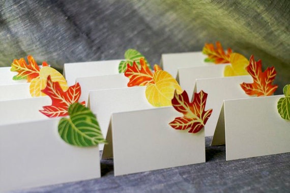 Items similar to Autumn Leaf - Place Card - Gift Card - Table Number ...