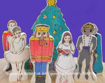 Set of 5 Nutcracker Ballet Natural Wood Hand Made To Order Collectible ...