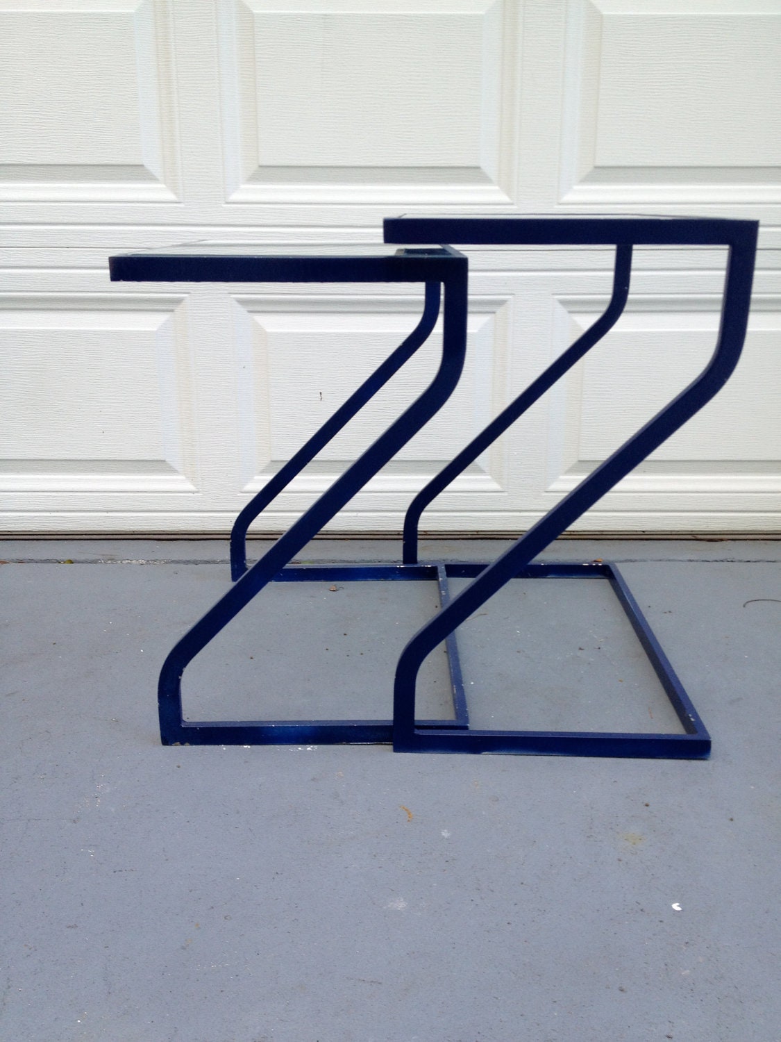 Mid Century Abstract Steel Metal Nesting Tables Steel