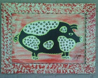 Popular items for folk art pig on Etsy