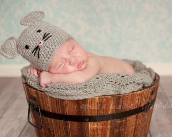Items similar to Baby Mouse Hat, Newborn Mouse Hat, Crochet Baby Mouse ...