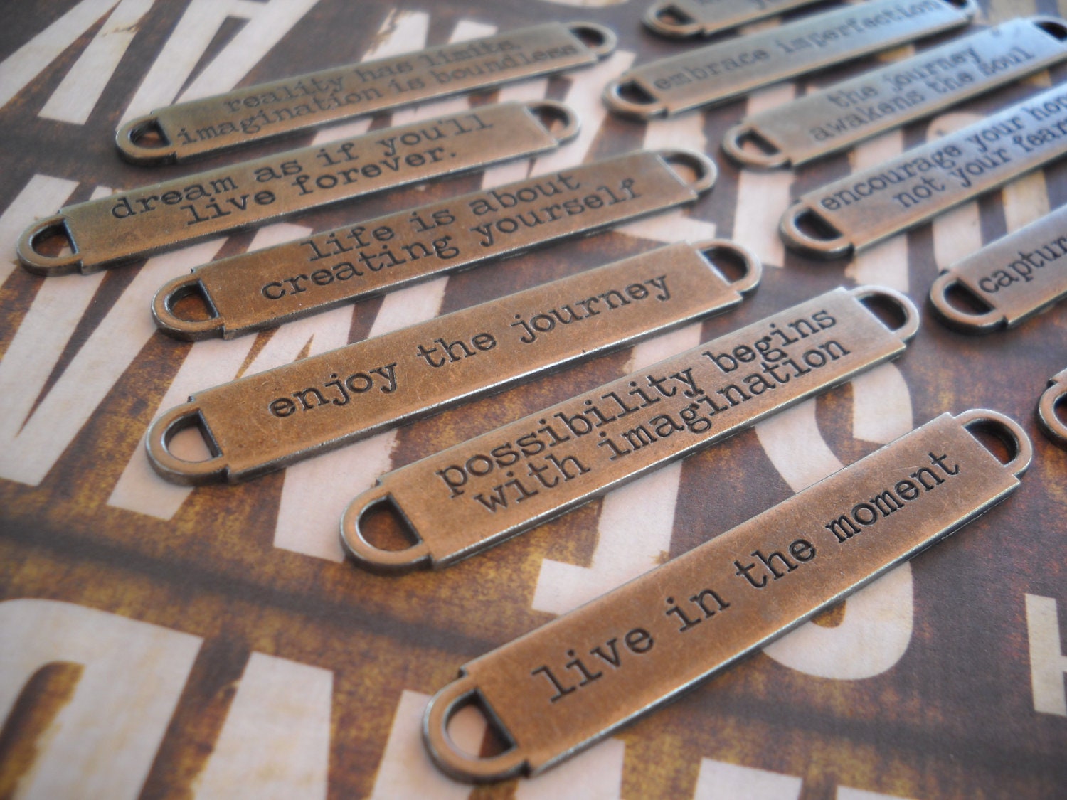 Quote Connectors Word Pendants Connectors Antiqued Silver Word